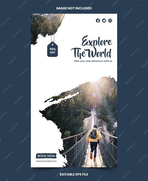 여행사 인스타그램 및 페이스북 스토리 디자인 템플릿 프리미엄 벡터