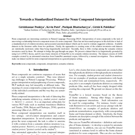 Towards A Standardized Dataset For Noun Compound Interpretation Acl Anthology