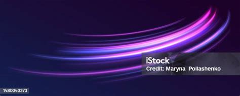 네온 컬러 빛나는 선 배경 고속 조명 트레일 효과 미래 지향적 인 동적 모션 기술 오솔길에 대한 스톡 벡터 아트 및 기타 이미지 오솔길 장식품 네온 Istock