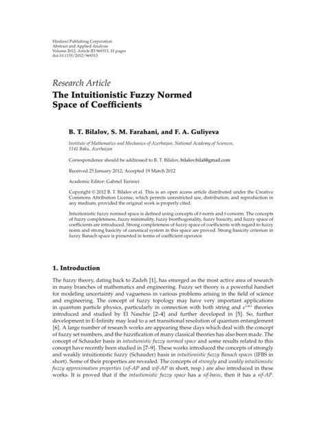 Pdf The Intuitionistic Fuzzy Normed Space Of Coefficients