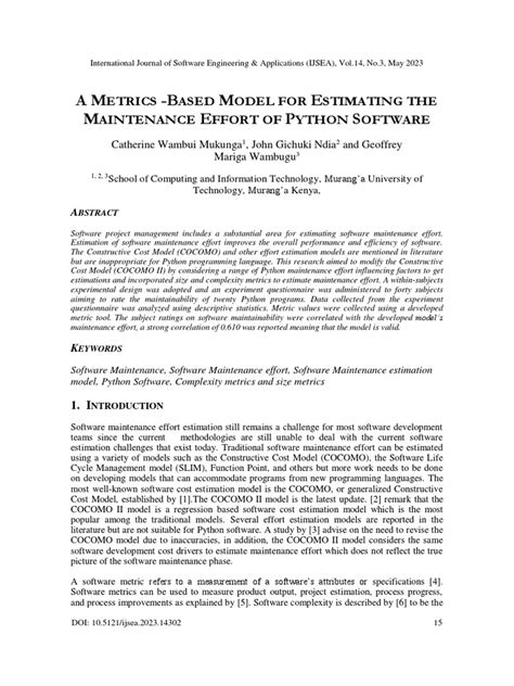 a metrics based model for estimating the maintenance effort of python