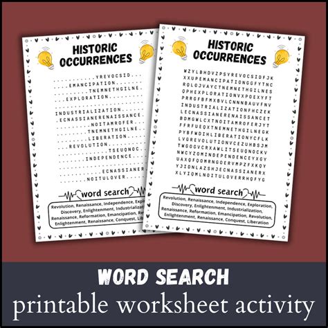 Historic Occurrences Word Search Puzzle Worksheet Activity Made By