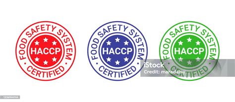 식품 안전 시스템 씰 각인 Haccp 인증 스탬프 배지 벡터 그림입니다 음식에 대한 스톡 벡터 아트 및 기타 이미지 음식