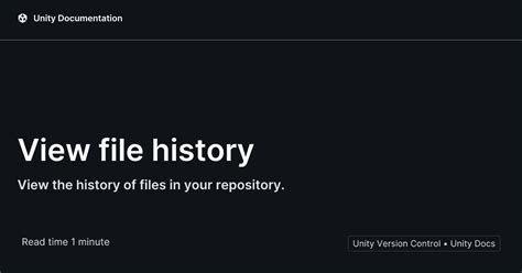 View File History • Unity Version Control • Unity Docs