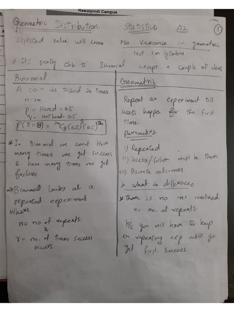 Geometric Distribution Notes Pdf