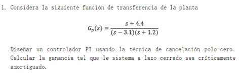 Consider The Following Plant Transfer Functiondesign