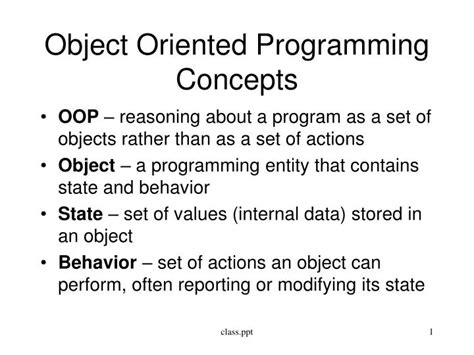 Ppt Object Oriented Programming Concepts Powerpoint Presentation Free Download Id4426097