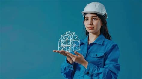 Engineer Holding Structural Framework Premium Ai Generated Image