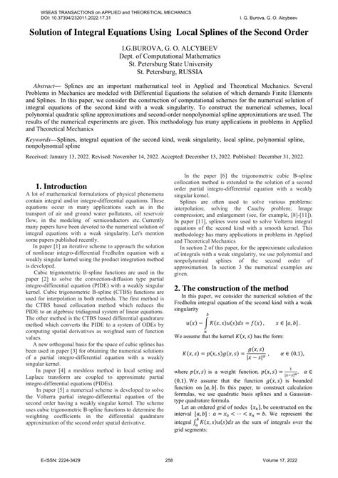 Pdf Solution Of Integral Equations Using Local Splines Of The Second Order