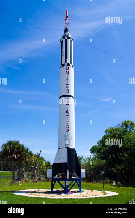 A Redstone Rocket With A Mock Up Of A Mercury Capsule On Top Displayed