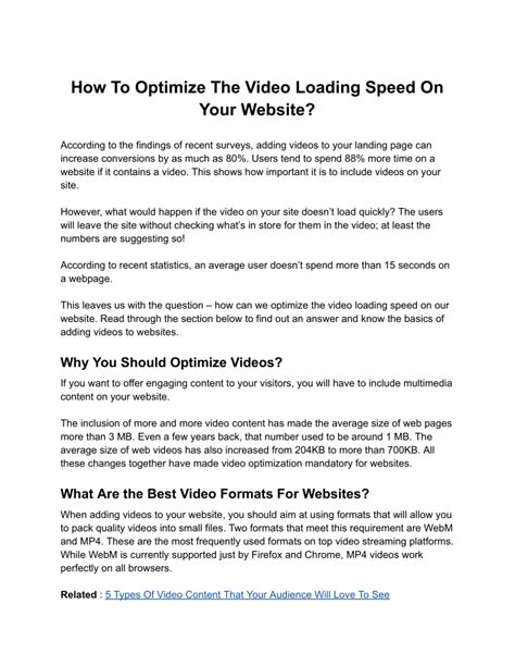 Ppt How To Optimize The Video Loading Speed On Your Website
