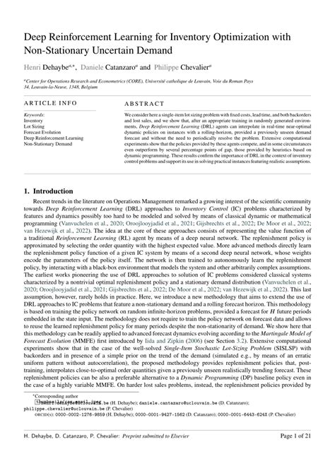 Pdf Deep Reinforcement Learning For Inventory Optimization With Non