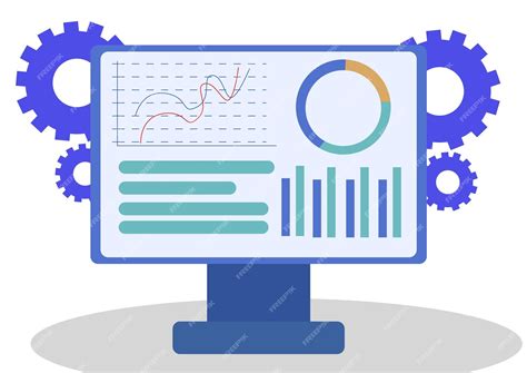 Premium Vector Flat Illustration Of Business Data Charts On Laptop Screen