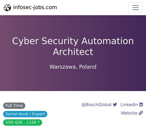 [hiring] Cyber Security Automation Architect In Warszawa Poland R