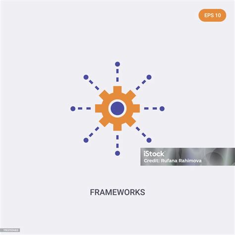 2 색상 프레임 워크 개념 벡터 아이콘입니다 격리 된 두 가지 색상 프레임 워크 벡터 기호 기호는 파란색과 주황색으로 디자인 된 웹 모바일 및 로고에 사용할 수 있습니다