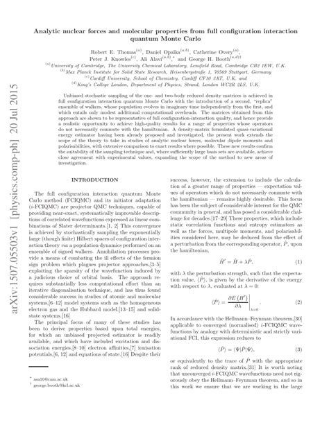 Pdf Analytic Nuclear Forces And Molecular Properties From Full Configuration Interaction
