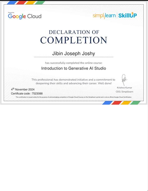 Jibin Joseph Joshy On Linkedin Hey Connections I Have Completed A Certification Course On