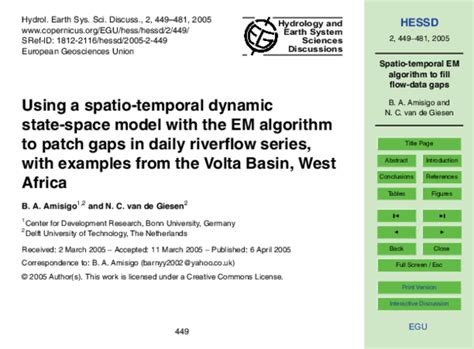 Pdf Using A Spatio Temporal Dynamic State Space Model With The Em