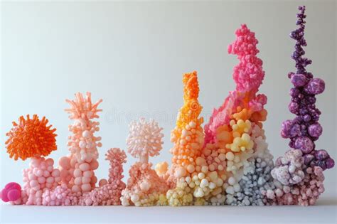 Evolution Of Bacteria Through Various Stages Showcasing Diverse Forms And Colors In A Scientific