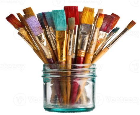 Colorful Artist Brushes In Glass Jar For Creative Projects 67590087 Png