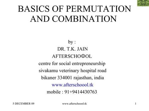 Basics Of Permutation And Combination PPT