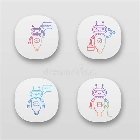 Chatbots App Icons Set Stock Vector Illustration Of Linear 175561836