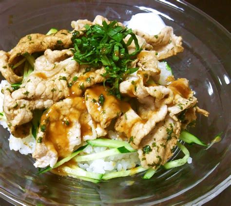 豚しゃぶ肉でさっぱりコク旨丼 By 干芋くん 【クックパッド】 簡単おいしいみんなのレシピが355万品