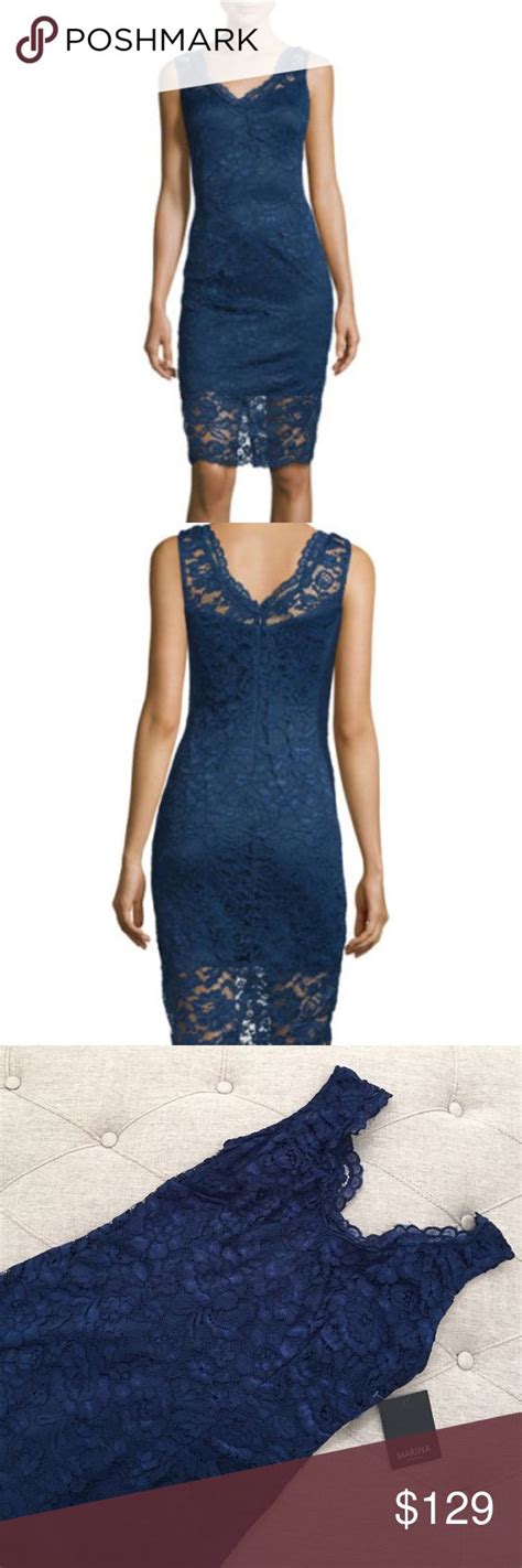 Marina Lace Sleeveless Sheath Dress Long Sleeve Lace Gown Cocktail