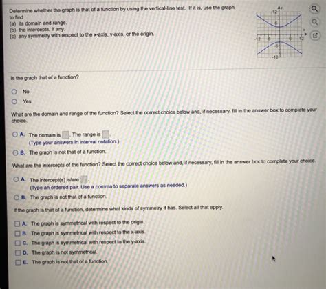 Solved 12 Determine Whether The Graph Is That Of A Function