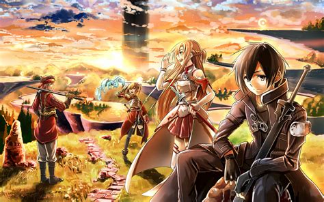 Download Anime Art Sao Characters Sunset Wallpaper Wallpapers Com