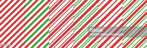 크리스마스 사탕 지팡이 줄무늬 원활한 패턴 세트 빨간색과 녹색 줄무늬가있는 크리스마스 사탕 지팡이 배경 페퍼민트 카라멜 대각선 인쇄 크리스마스 전통적인 포장 질감 벡터