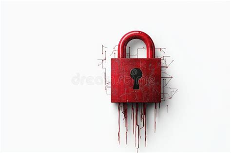 Red Padlock With Digital Circuit Pattern Stock Illustration