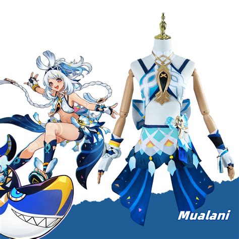 Sẵn Sàng WUDU Mualani Cos Trang Phục Genshin Impact Natlan Nhân Vật Mới Cosplay Tóc Giả Giày