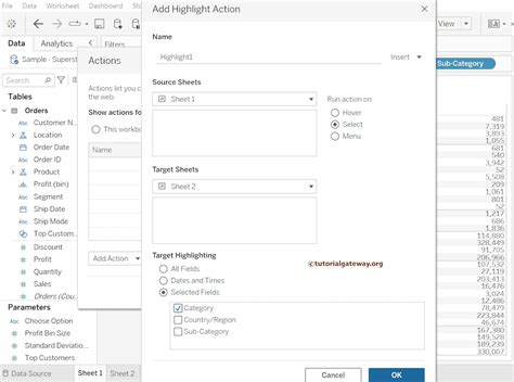 Tableau Highlight Action