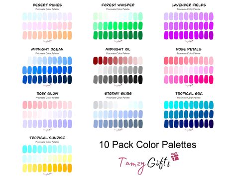 Procreate And Hex Code Color Palette Ultimate 10 Pack Gradient Palettes Iii 10 Palettes 300