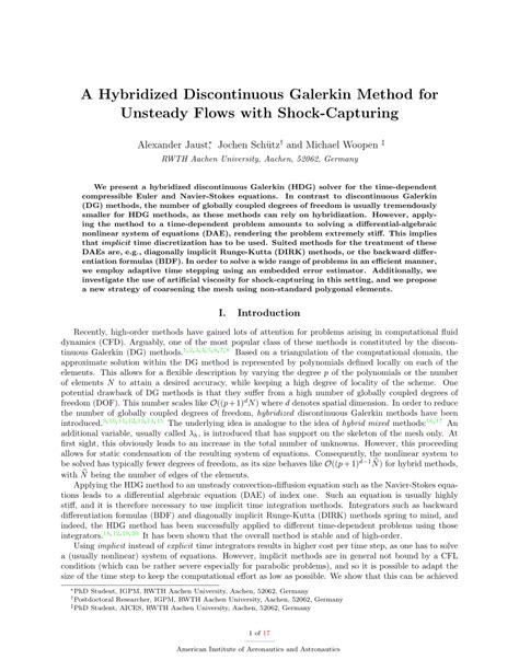 Pdf A Hybridized Discontinuous Galerkin Method For Unsteady Flows With Shock Capturing