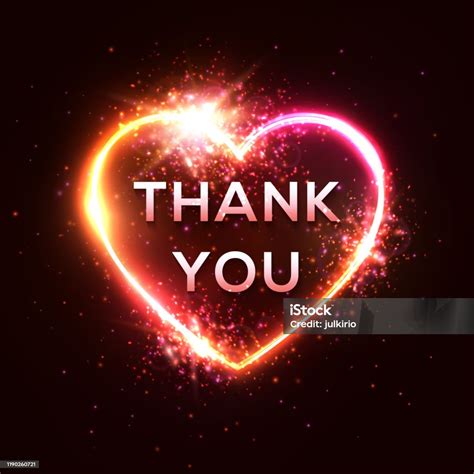 카드를 감사합니다 빛 텍스트와 3d 현실적인 고립 된 네온 기호 감사합니다 어두운 빨간색 배경에 하트 모양 프레임입니다 별