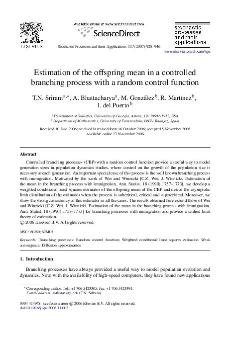 Pdf Estimation Of The Offspring Mean In A Controlled Branching Process With A Random Control