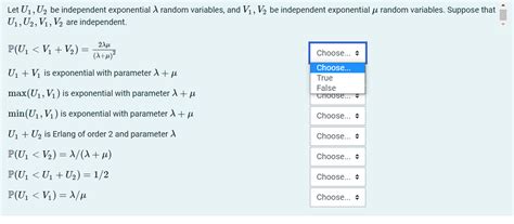Solved Let U1u2 Be Independent Exponential Random