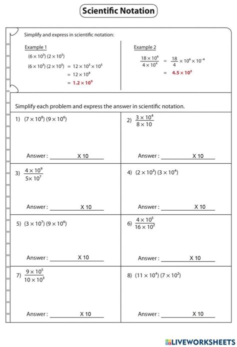 Scientific Notation Worksheets Multiplication And Division Printable