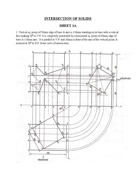 Intersection Of Solids Sheet 1a Pdf
