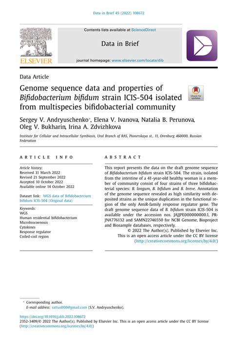 Pdf Genome Sequence Data And Properties Of Bifidobacterium Bifidum