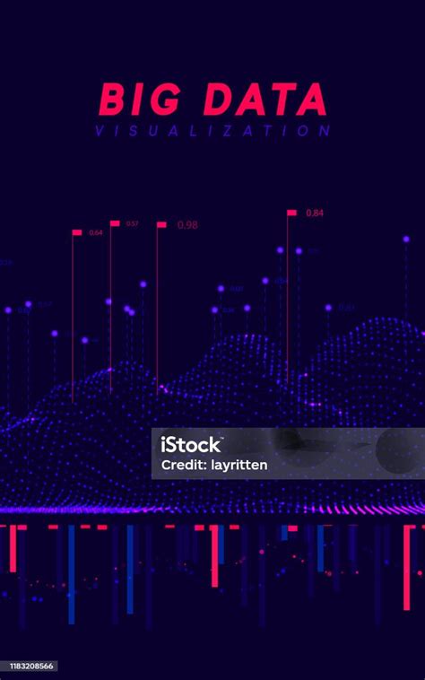 빅 데이터 시각화 정보 파 기술 디지털 빅데이터의 미래지향적추상 배경 분석 데이터 계산 및 처리 벡터 일러스트레이션 3차원 형태에 대한 스톡 벡터 아트 및 기타 이미지