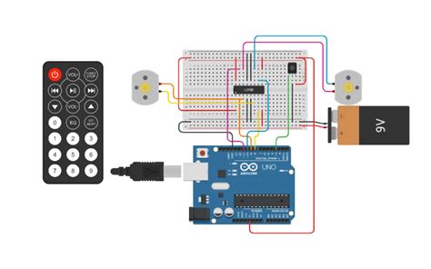 Circuit Design Remote Controlled Robot Tinkercad