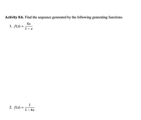 Solved Activity 06 Find The Sequence Generated By The