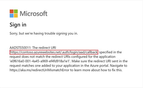 Error Aadsts50011 With Openid Authentication The Redirect Uri