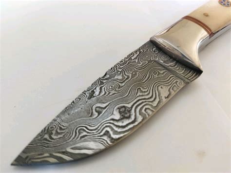 Faca Aço Damasco Artesanal Edc Com Bainha Elo7