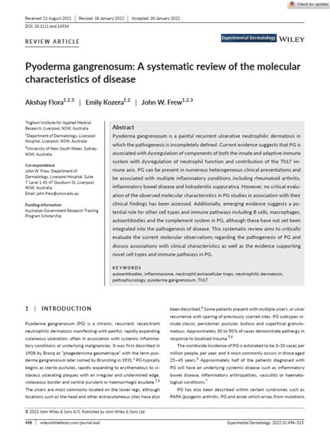 Pyoderma Gangrenosum A Systematic Review Of The Molecular Characteristics Of Pdf Immune