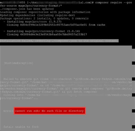 How To Fix The Cannot Run Ssh No Such File Or Directory Failure On A Composer Command