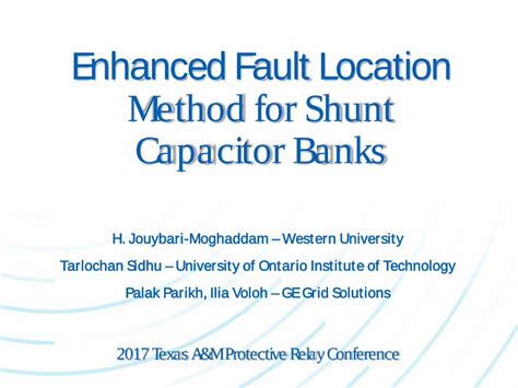 Pdf Enhanced Fault Location Method For Shunt Capacitor Banks Dokumen Tips